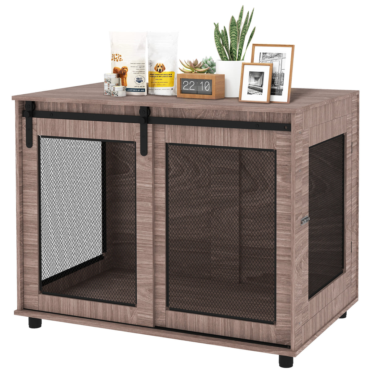 39" Dog Crate Furniture, Dog Kennel Furniture End Table with Sliding B ...